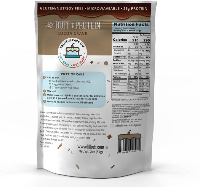 Cocoa- Crave single serving – Lil Buff Protein Cake Mix